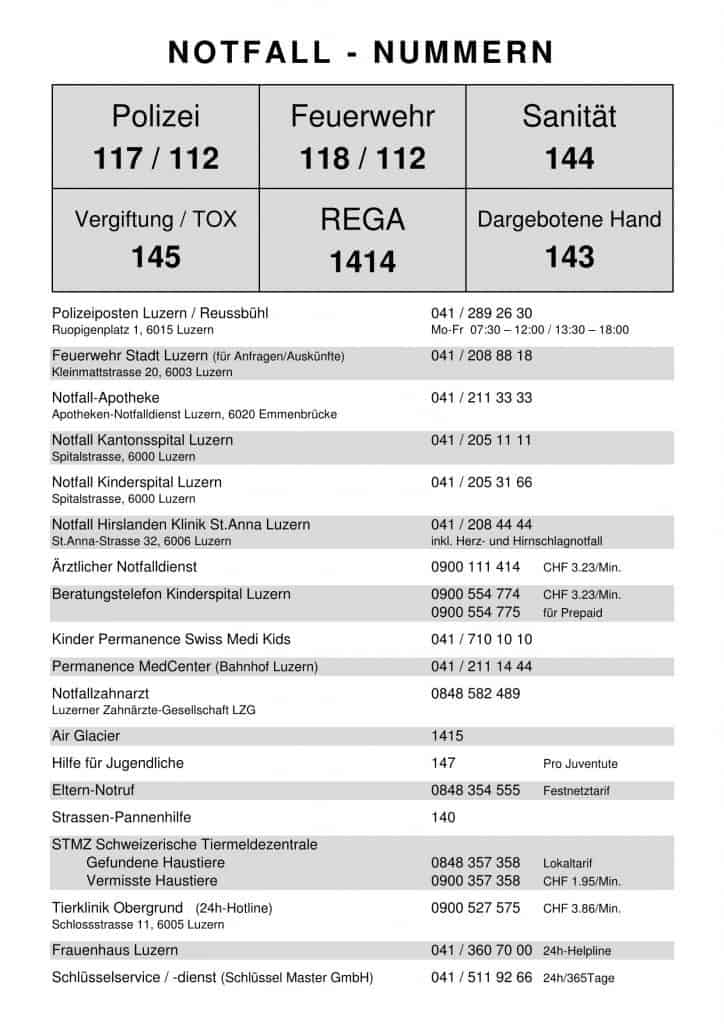 Notfall – was nun ? - QVE-Littau